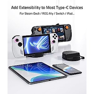 Syntech Mini Dock Perfect Compatibility with Steam Deck and ROG Ally, 6-in-1 Docking Station Featuring HDMI 2.0 4K@60Hz, Gigabit Ethernet, 3 x USB 3.0, PD Charging Doc, Enhanced Stability Round Stand