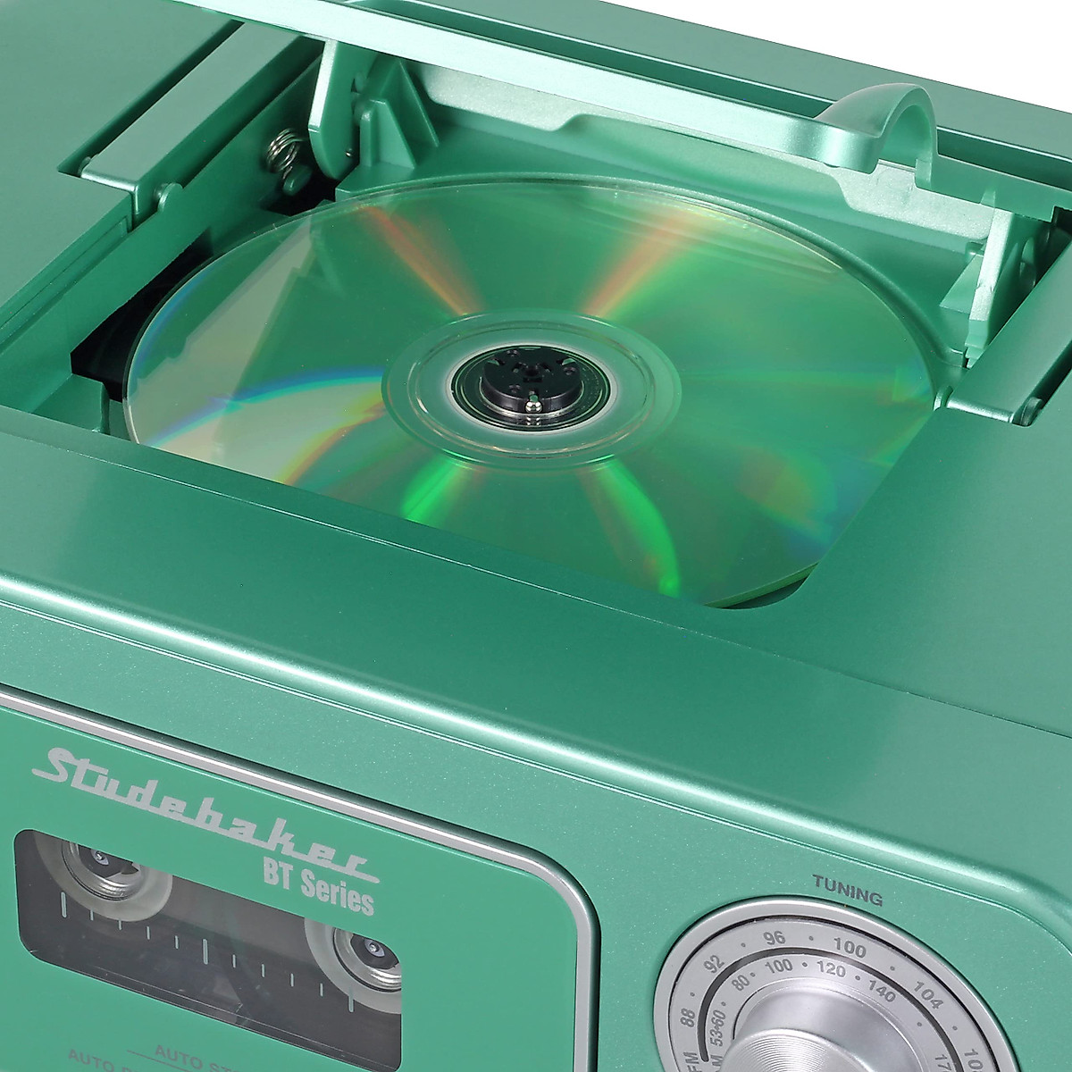 Studebaker Bluetooth Portable Stereo CD, AM/FM Stereo Radio and Cassette Player/Recorder (Teal & Silver)