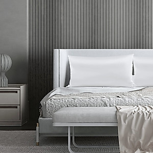 LONGPHEI Silk Satin Pillowcase Cooling Pillow Cases for Hair and Skin White Pillowcses 2pcs (White-C, Standard)