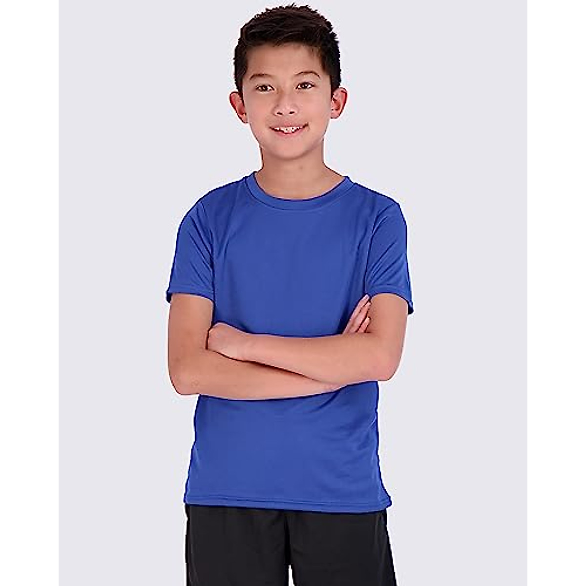 Real Essentials 5 Pack: Boys Mesh Short Sleeve Shirts Crew Neck Tshirt Tops Tees Youth Teen Active Wear Athletic Quick Dry Basketball Gym Sport Undershirt Soccer Top -Set 11,XL 16-18