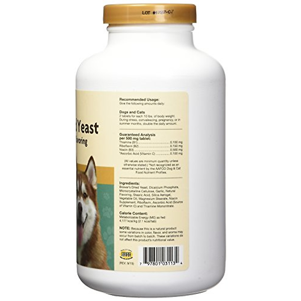 NaturVet Brewers Dried Yeast Formula with Garlic Flavoring Plus Vitamins for Dogs and Cats, Chewable Tablets, Made in The USA with Globally Source Ingredients 1000 Count