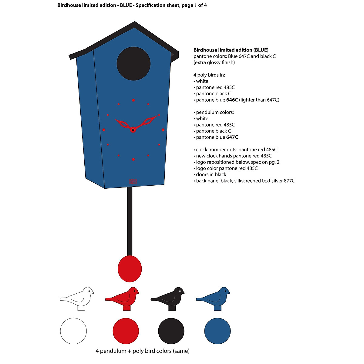 KOOKOO BirdHouse Blue, modern design cuckoo clock with 12 natural bird voices or cuckoo call