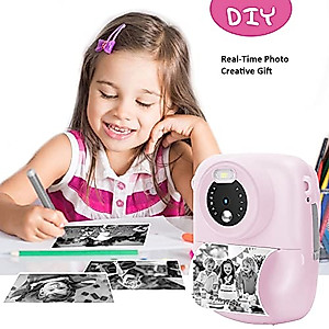 Lincom Tech Instant Print Camera Kids - Kids Digital Print Camera 18MP 1080P HD Video Recorder Zero Ink Portable Cameras Creative Print Toddler Camera Toys Gifts 3-12 Years Old Boys and Girls (Pink)