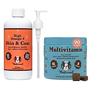 Natural Dog Company Everyday Itch Relief Bundle, Includes (1) Multivitamin Supplement Chews -90 pcs and (1) Skin and Coat Oil Food Topper-16 oz., Vitamins for dogs, Itch relief, Skin and Coat suppleme