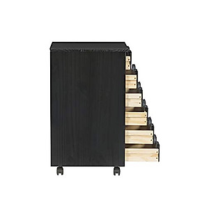 Linon Six Drawer Rolling Storage Corinne Cart, Black 6