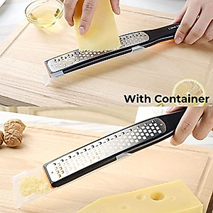 Cohesion Etched Zester & Grater Set of 2 - Kitchen Zester Tool for Lemon, Cheese, Garlic, Ginger, Nutmeg, Chocolate, Fruits, Vegetables - Sharp Premium Stainless Steel Blade with Protective Cover