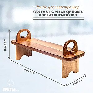 SPEShh Acacia Wood Serving Board on Stand – Contemporary Raised Wooden Serving Platter – Elegant Hand-Finished Home Décor Counter Shelf Organizer & Cheese Charcuterie Boards - 16.5 x 5.5 x 6.7 inches