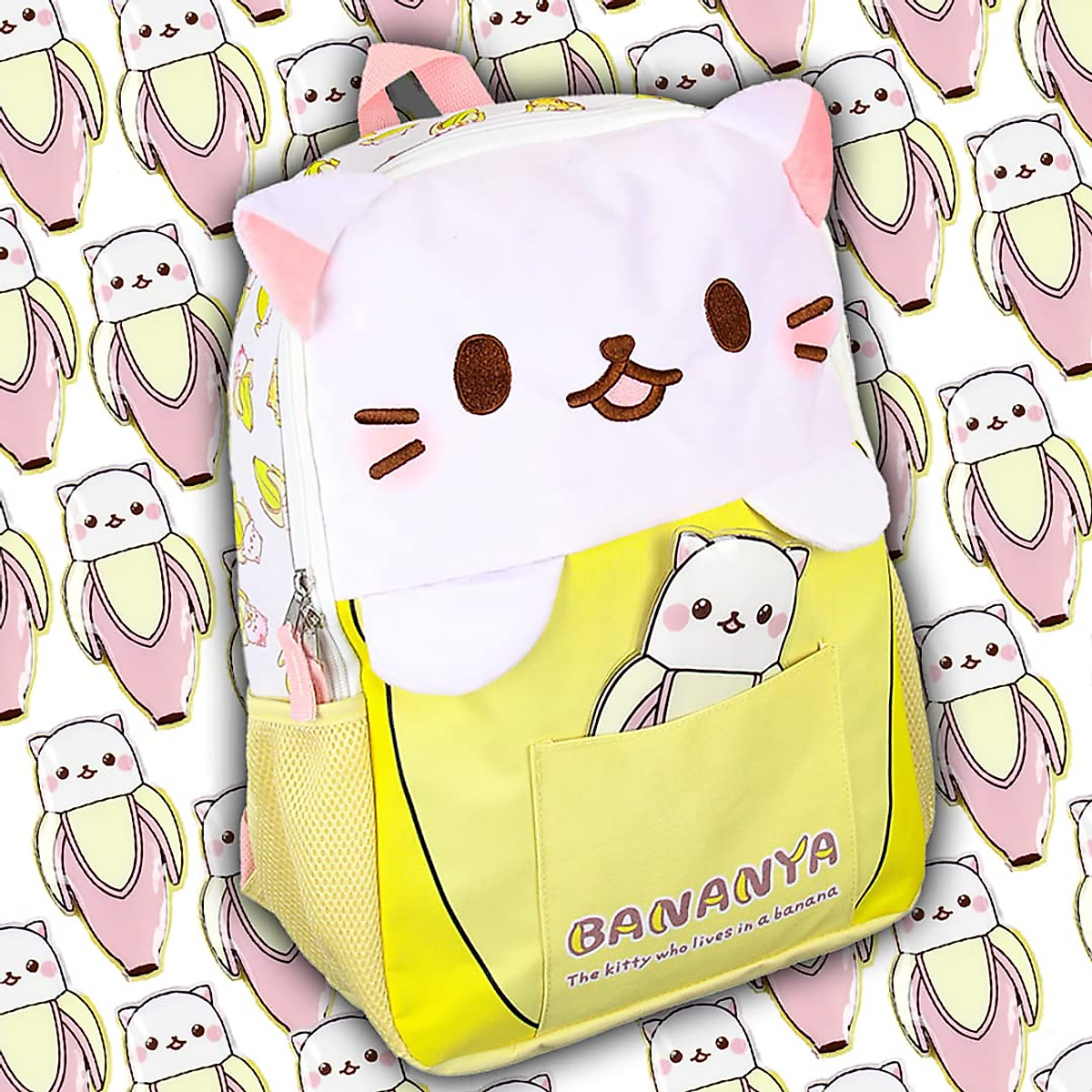 Crunchyroll Bananya Plush 3-D Cat Anime Cartoon 16" Backpack
