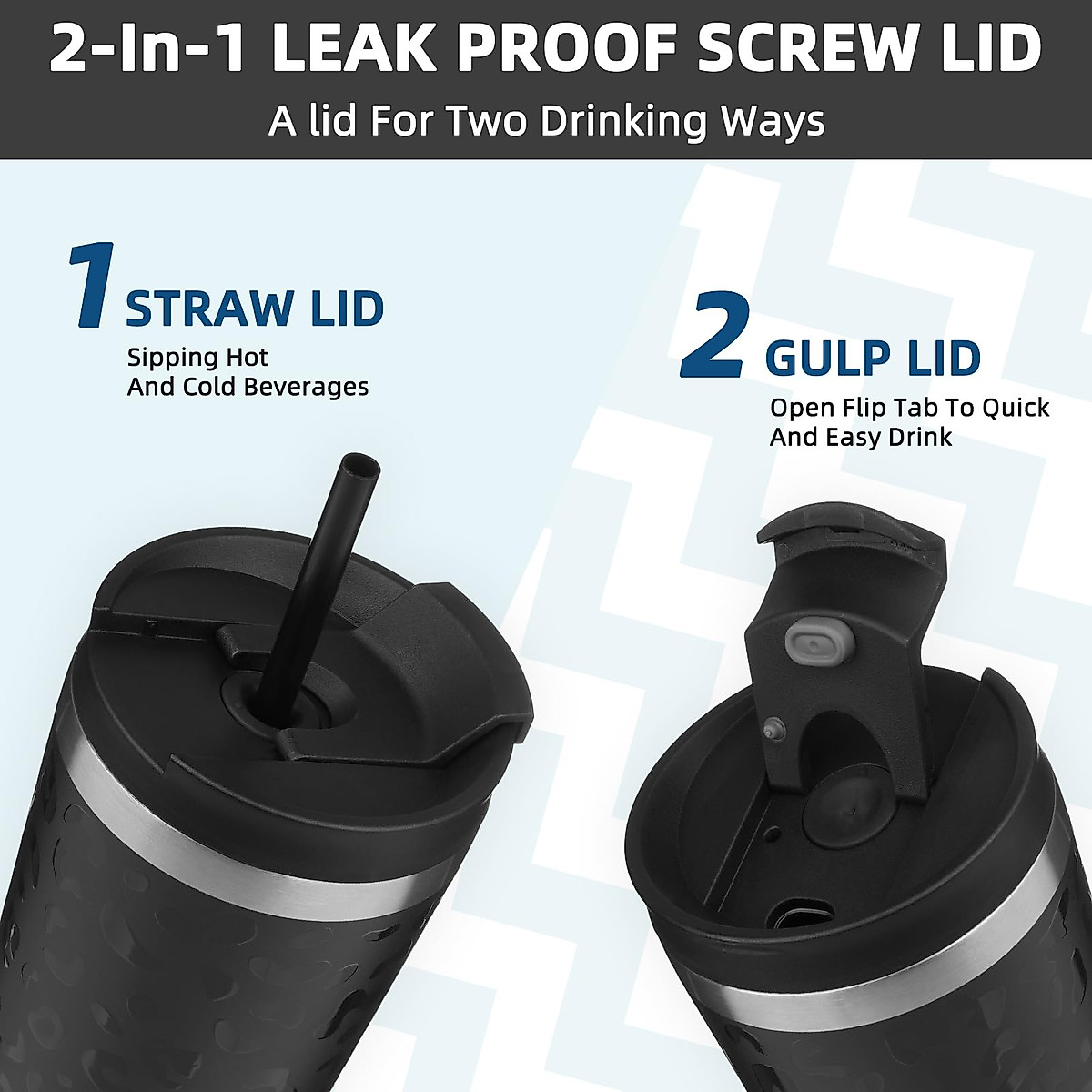 BJPKPK 22oz Insulated Tumbler With lid And Straw Stainless Steel Tumblers Travel Coffee Mug Reusable Thermal Cup,Black Leopard