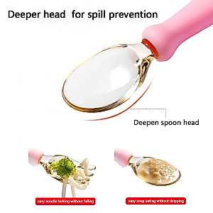 Oligey Toddler Bendy Feeding Spoon and Fork Set in Box for Baby Independent Dinning Learning in Any Angle,the Self Feeder Utensils Have Pliable Silicone Grip and Gum-Friendly PPSU Head for Child Snack