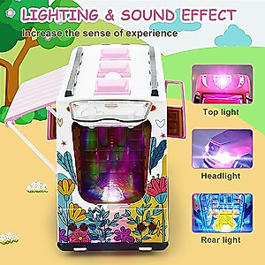Scientoy Toys for Girls, Remote Control Car for 4 5 6 Year Old Girl Birthday Gifts, Pink RC Car with Light & Building Toys