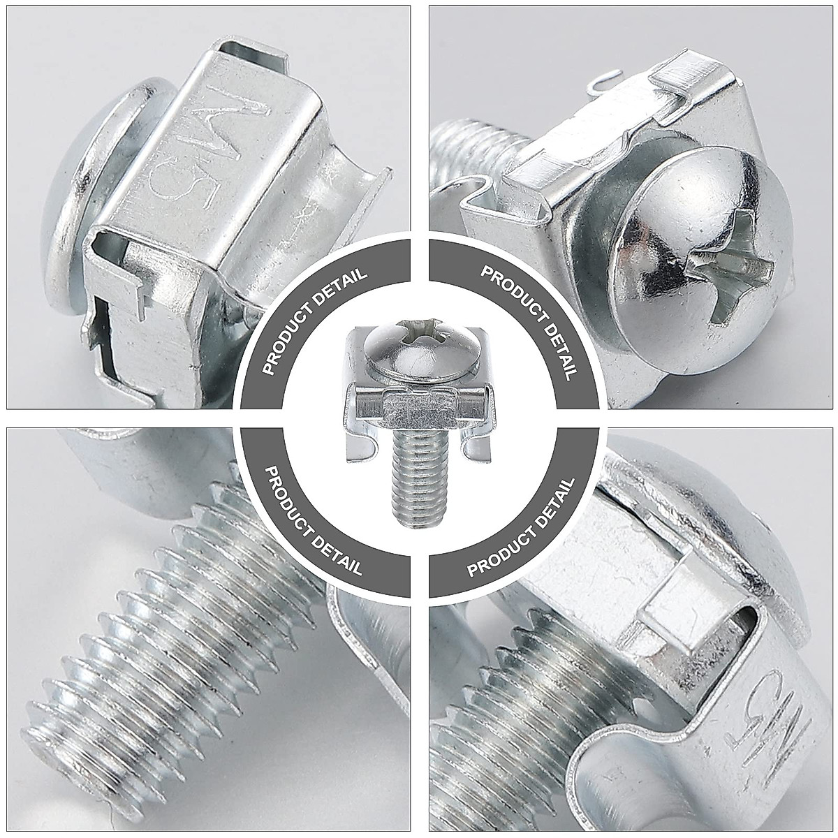 TEHAUX 100 Pcs Computer Rack Mount Cage Screws and Nuts for Rack Mount Server Cabinets- Industrial Screws