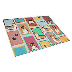 Caroline's Treasures MLM1174LCB Lots of Sable Pembroke Corgi Glass Cutting Board Large Decorative Tempered Glass Kitchen Cutting and Serving Board Large Size Chopping Board