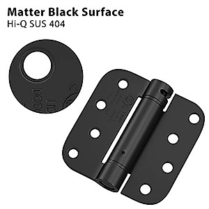 3Pack Black 4 Inch Self Closing Spring Door Hinge 5/8" Radius Corners Residential & Heavy-Duty Door Hardware Black Adjustable Door Hinges