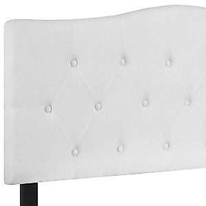 EMMA + OLIVER Tufted Upholstered Full Size Headboard in White Fabric