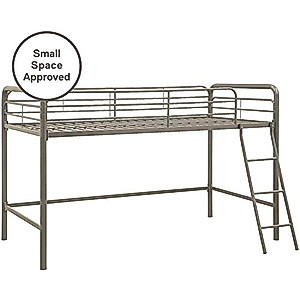 DHP Junior Loft Bed Frame with Ladder, Twin, Silver