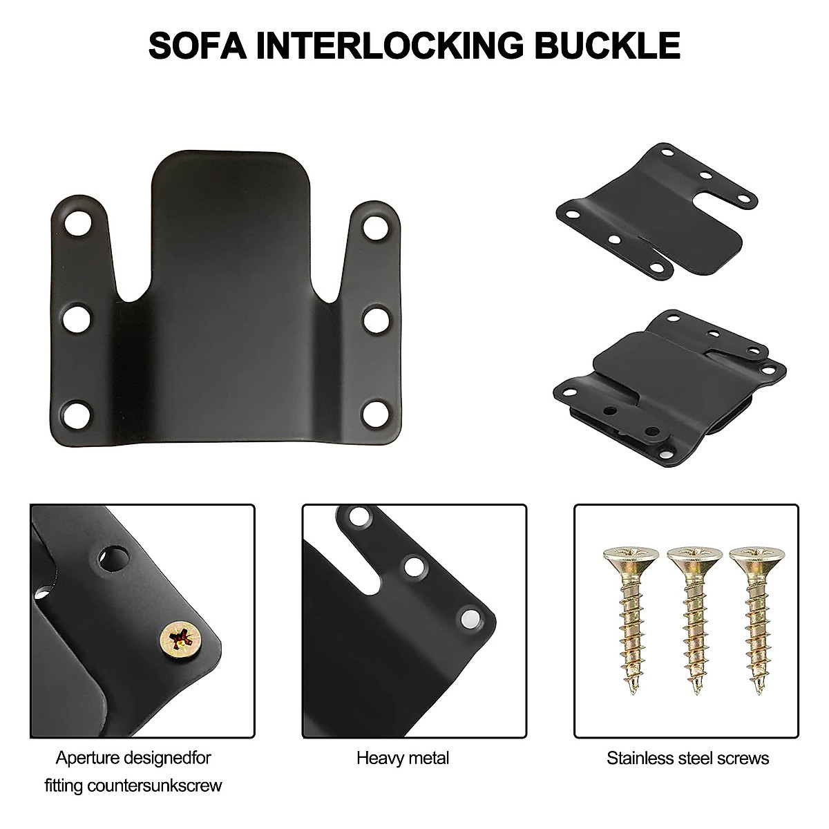 DEEPDREAM 8 Pcs Sectional Couch Connectors Metal Couch Clips Sofa Connector Interlocking Furniture Connector with 50 Pcs Screws…