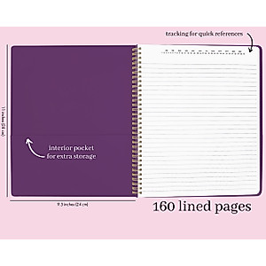 Kate Spade New York Large College Ruled Notebook, 11" x 9.5" Pink Spiral Notebook with 160 Pages, Great Expectations