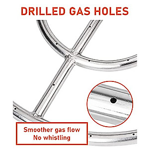 GASPRO 18 Inch Fire Pit Ring Burner, Round Fire Pit Burner for Fire Pit, Natural Gas & Propane Fireplace, 304 Series Stainless Steel, BTU 147,000 Max