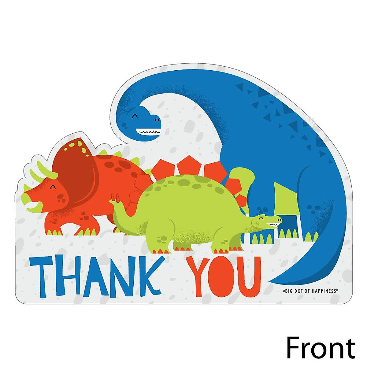 Big Dot of Happiness Roar Dinosaur - Shaped Cards - Dino Mite Baby Shower or Birthday Party Thank You Note with Envelopes - Set of 12