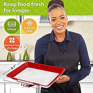 BxyxOw1 Food Plastic Preservation Trays 6 Pack Plastic Food Storage Containers with Plastic Lid Fruit and Vegetable Storage Food Preservation Trays- Stackable Reusable