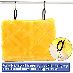 Cdycam Pet Bird Nest Hammock Hanging Cave Cage Plush Snuggle Happy Hut Tent Bed (Yellow(Small))