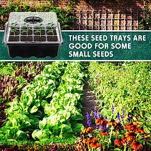 Nuogo 30 Packs Seed Starter Tray 360 Cells Seed Starter Kit with Humidity Domes and Base with 6 Plant Growers Base Indoor Greenhouse Mini Propagator Station 7.3'' x 5.7'' x 4.1''