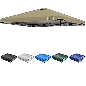 KAMPKEEPER 10x10 Pop Up Canopy Tent Top Replacement Cover Roof with Air Vent, Polyester UV 30 Waterproof for Outdoor Garden Patio Pavilion Sun Shade(Top Only) (Khaki)