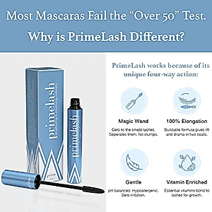 Prime Prometics PrimeLash Mascara for Women over 50 – Volumizing, Incredible Length in 2 Coats – Long-Stay, Zero Clumps, Hypoallergenic (Black)