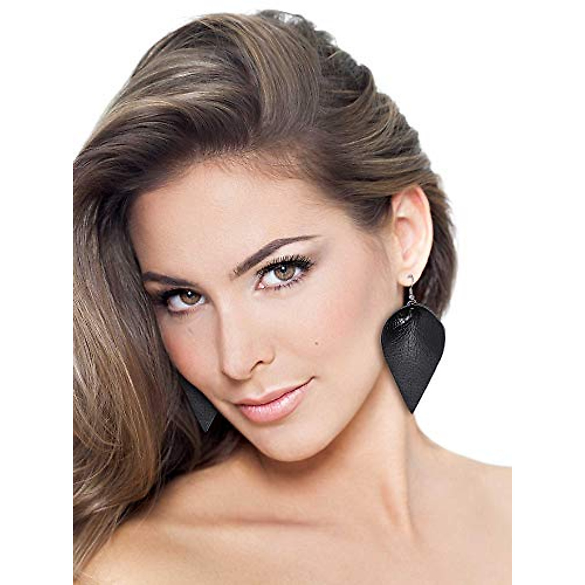 Jetec 8 Pairs Faux Leather Earring Set Leather Leaf Earring Petal Dangle Drop Earring for Birthday Women Girl