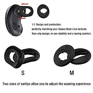 8 Pairs Galaxy Buds Live Silicone Ear Tips Ear Adapter Wing Tips Replacement Earbuds Tips Compatible with Samsung Galaxy Buds Live Accessories Rubber Earbuds Tips Black