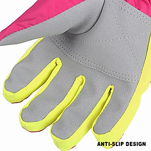 AMYIPO Kids Winter Snow Ski Gloves Children Snowboard Gloves for Boys Girls (Pink-3, 6-7 Years)