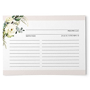 50 Floral Recipe Cards with Gold Foil from Dashleigh, 4x6 inches, Double-Sided