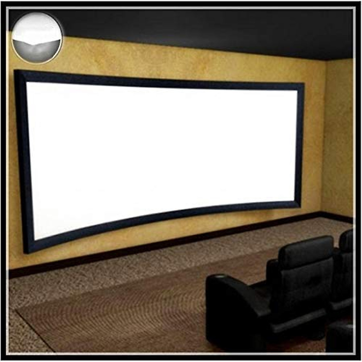 4K 16:9 White Woven Acoustic Transparent Customize HD 3D Curved Fixed Frame Projector Screen for Home Cinema Projection Screen (Size : 180 inch)