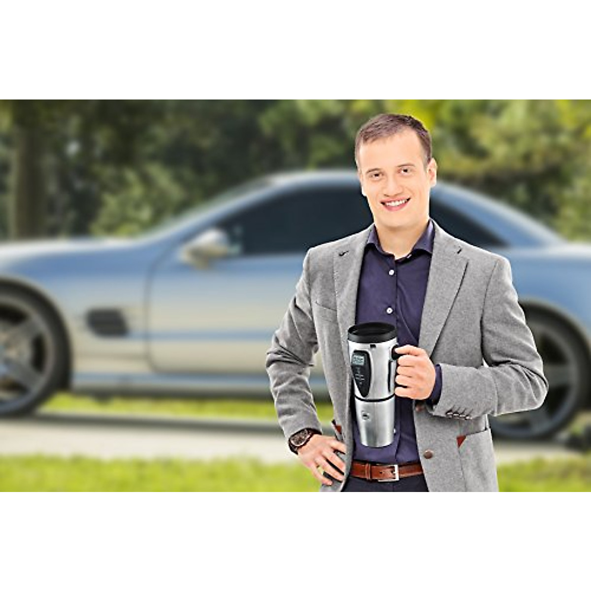 Heated Smart Travel Mug with Temperature Control - 16 ounce- 12V - Stainless Steel