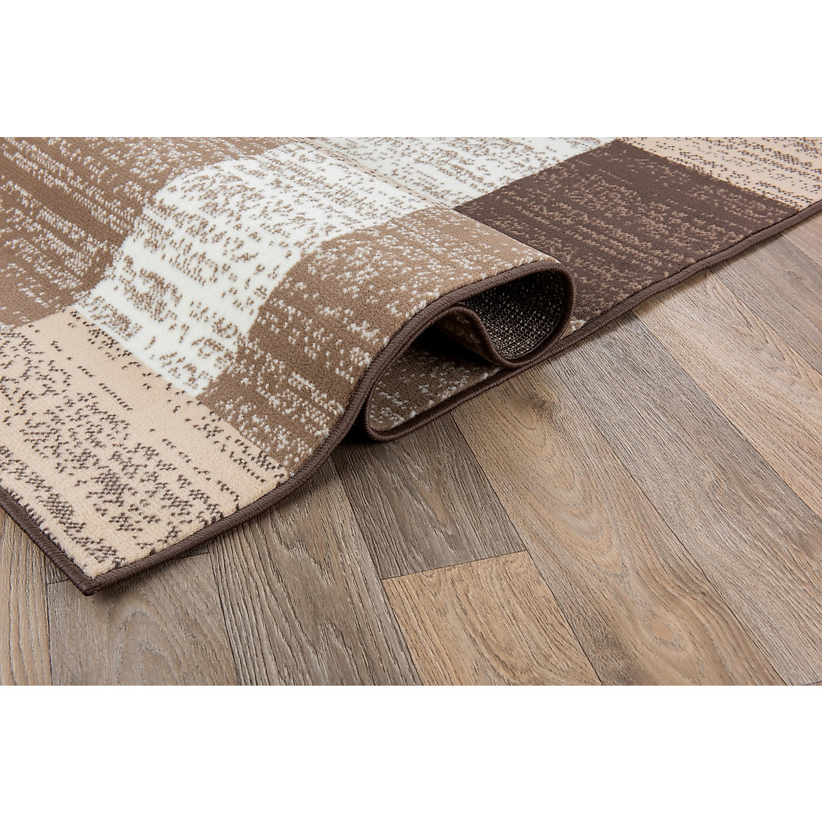 Rugshop Contemporary Distressed Boxes Soft Area Rug 5' x 7' Brown