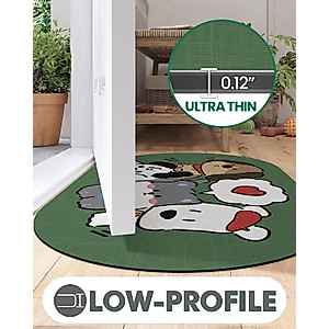 LUMI Adorable Flat Door Mat, Ultra-Thin, Absorbent, Non-Slip, Perfect for Kids' Spaces and Play Areas with Lovable Animal Prints, 17.5"x29.5", Four Dogs