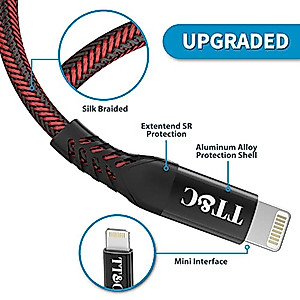 TT&C Short iPhone Cable 6 inch Charger Sync and Charging Data Cord for iPhone 14/14 Pro/ 14 Pro Max/ 13/13 Pro / 12/11/ Xs/Xs Max/Xr/X/ 8 Plus/iPad (Red)