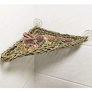 warmgone Bearded Dragon Hammock Lizard Lounger,100% Natural Seagrass Fibers for Reptiles,Geckos,Anoles,Iguanas,Hermit Crabs and Snakes,Triangular 12.5 x 17 inches