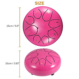 6-10 Inch Steel Tongue Drum Handpan Drum, Moontie Metal Hand Drum Kit Percussion Steel Drum Instrument with Mallets, Mallet Bracket,Tonic Sticker and Music Book