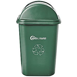 Simpli-Magic 79231 Swing-Top Lid Recycle Bin, Basic, Green