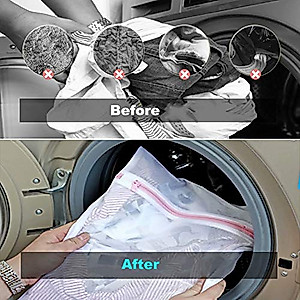 【5Pcs】Mesh Laundry Bags , Lingerie Bags for Laundry,Clothing Washing Bags ,Wash Bags for Washing Machine,Blouse, Hosiery, Underwear, Bra, Travel Organize Bag 3 sizes + 5 Laundry balls(Random Color)