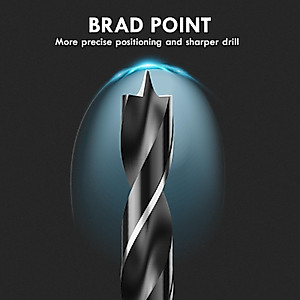 Brad Point Wood Drill Bit Set, 12Pcs Hex Shank Drill Bit Set with Double Flutes Design for Carpenter Woodworking and All Types of Wood (1/8" - 1/2")