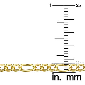 Kooljewelry 14k Yellow Gold Filled Solid Figaro Link Chain Necklace (3.3 mm, 22 inch)