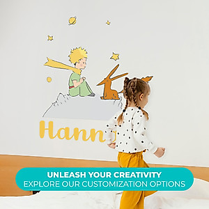 EGD Personalized Wall Decor I Name The Little Prince & Fox Wall Decals I Custom Name for Baby Room Decor I Nursery Decor for Boys and Girls I Multiple Personalization Options