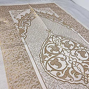 Luxemin Golden Color Luxurious Sheen, Soft and Velvety Muslim Prayer Rug | Janamaz | Sajadah | Soft Islamic Prayer Rug | Islamic Gifts Collection Prayer Carpet Mat, Taffeta Fabric