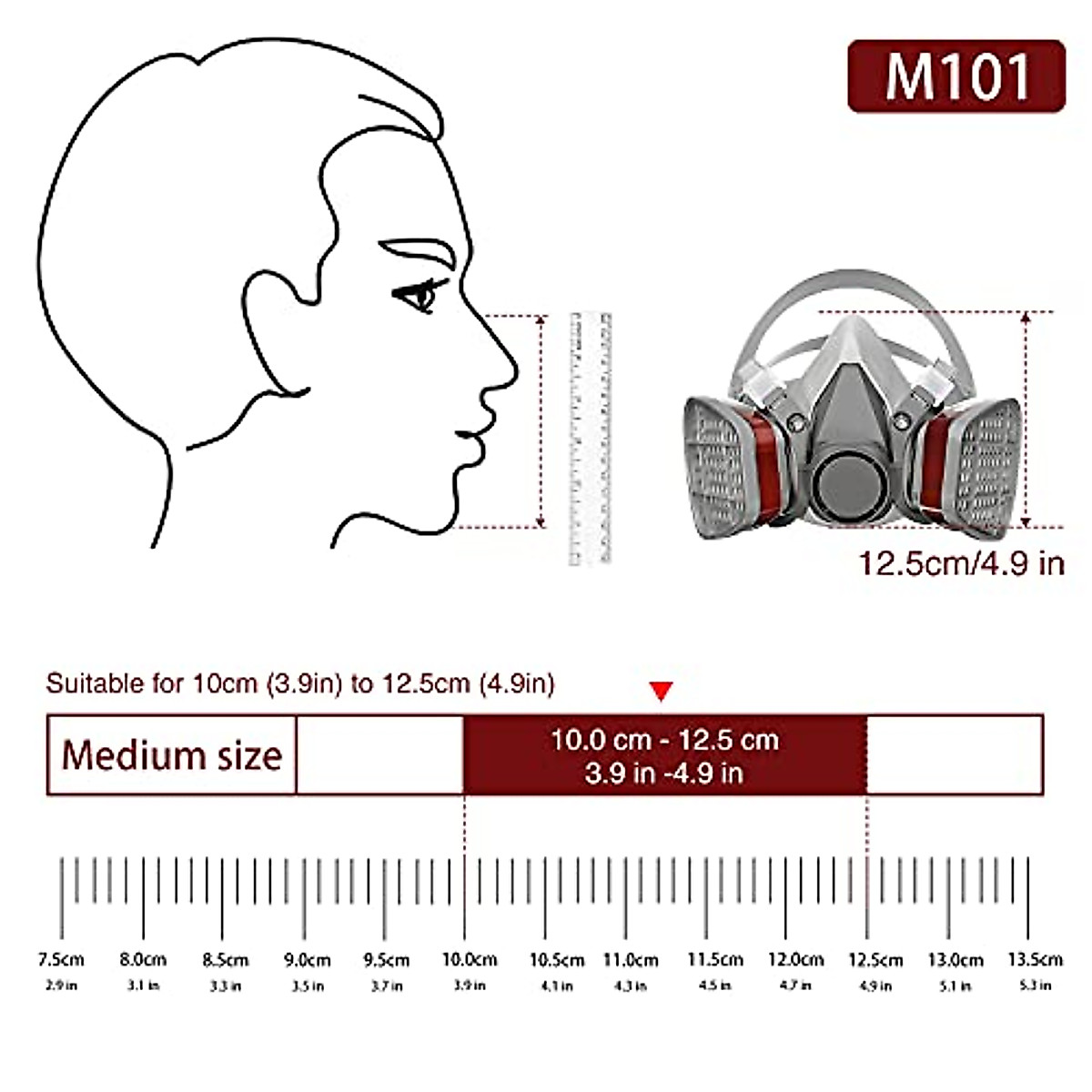 KIHIGHPO Reusable Half Face Cover,M101 Face Cover, Paint Face Cover for Painting, Machine Polishing, Welding and Other Work Protection(Medium)