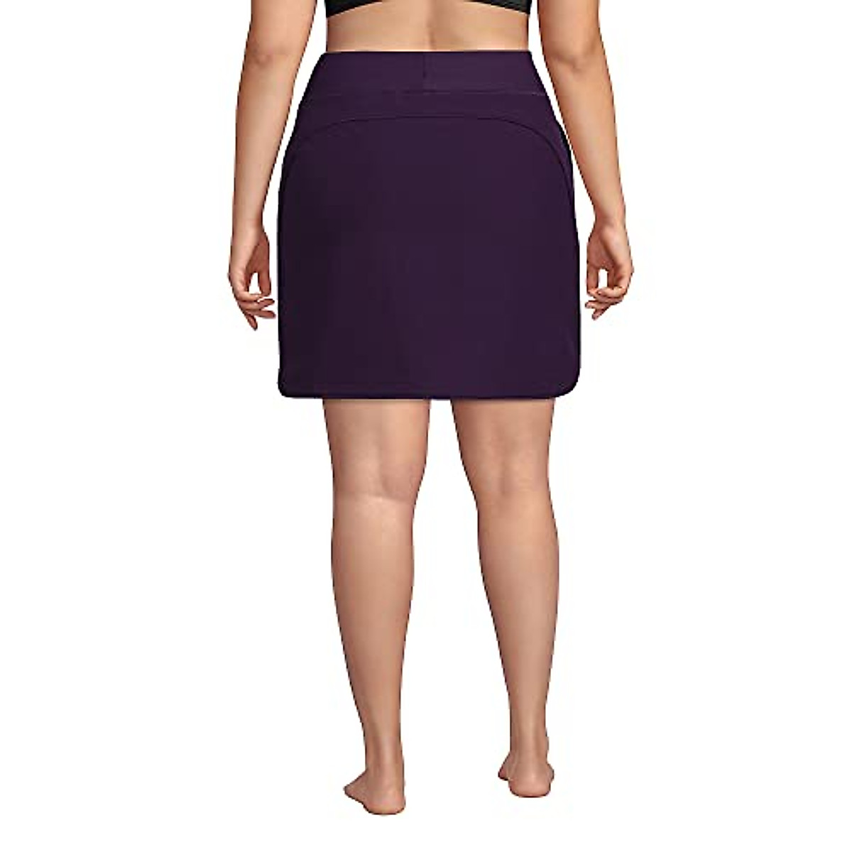 Lands' End Womens Comfort Waist Swim Skirt Swim Bottoms Skort BlackBerry Regular 14