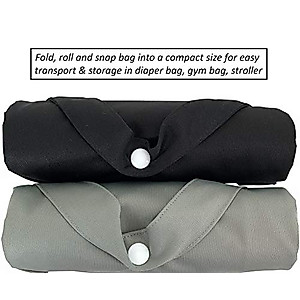 MOM & BAB Wet Bags for Baby Cloth Diapers, Swimsuits and Towels, Travel, Wet Dry Bag for Diaper Bag, Breast Pump Parts, Gym | Water & Odor Resistant (Black&Gray)