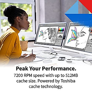 Toshiba X300 PRO 16TB High Workload Performance for Creative Professionals 3.5-Inch Internal Hard Drive – Up to 300 TB/Year Workload Rate CMR SATA 6 GB/s 7200 RPM 512 MB Cache - HDWR51GXZSTB